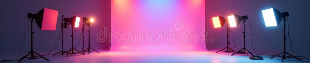 Bright, Clean Photo Studio with Lighting Rigs, Lighting, Workspace ...