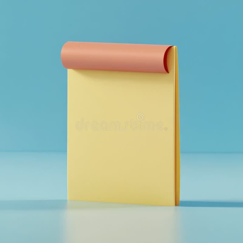 Bright and Clean Yellow Sticky Note with Orange Top Edge Isolated on a ...