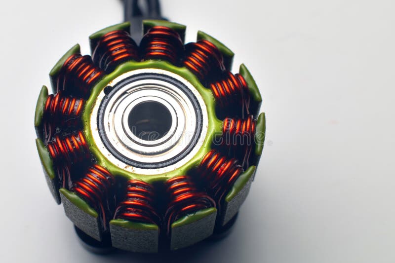 Brushless Motor Stator BLDC for a Close-up of an Airplane Model on a ...