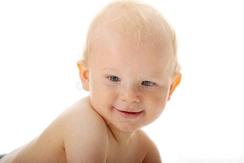 Bright Closeup Portrait of Adorable Baby Stock Image - Image of hands ...