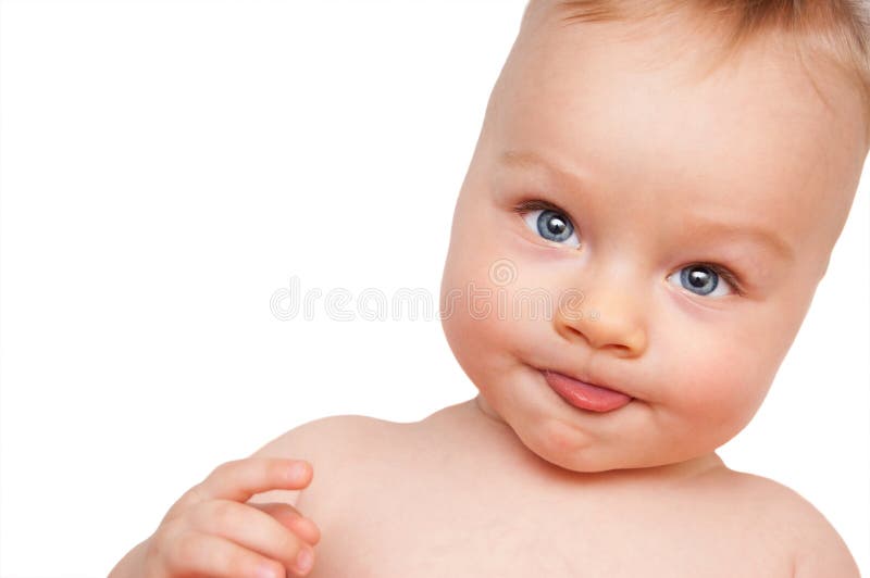 Bright Closeup Portrait of Adorable Baby Isolated Stock Photo - Image ...
