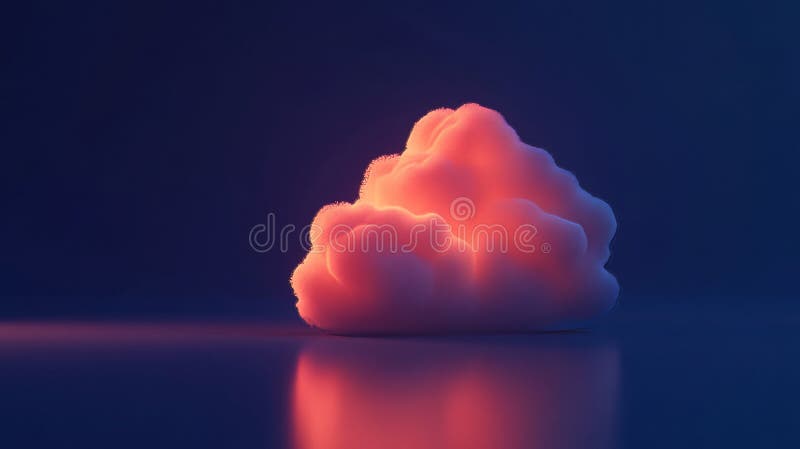 A Bright Cloud Computing Icon Floating on a Gleaming Surface Stock ...