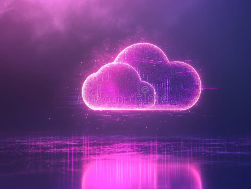 A Bright Cloud Symbol Denoting Digital Technology and Data Storage, Lit ...