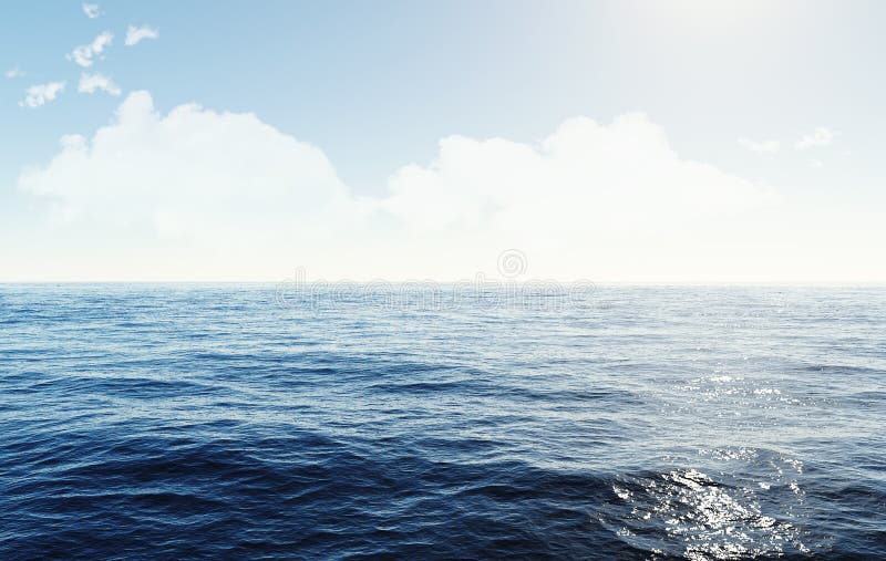 Bright Clouded Sky Above Ocean Stock Photo - Image of peaceful ...