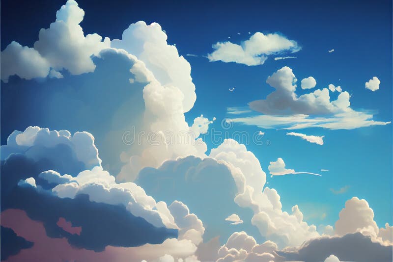 Bright Cloudy Sky. Generative AI Stock Illustration - Illustration of ...
