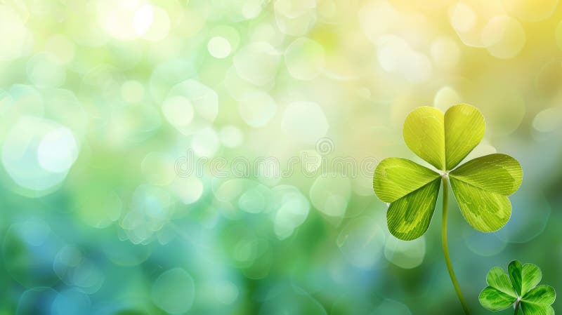 Bright Clover Shines with Luck on Sparkling Green Background Stock ...
