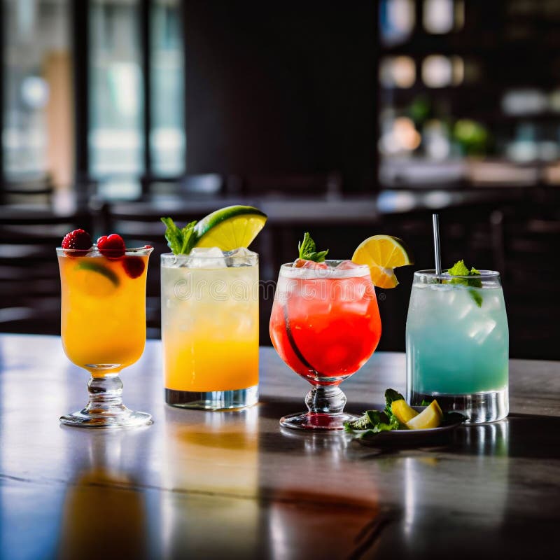 Bright Cocktails on the Table. Generative AI Stock Illustration ...