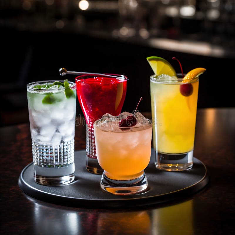 Bright Cocktails on the Table. Generative AI Stock Illustration ...