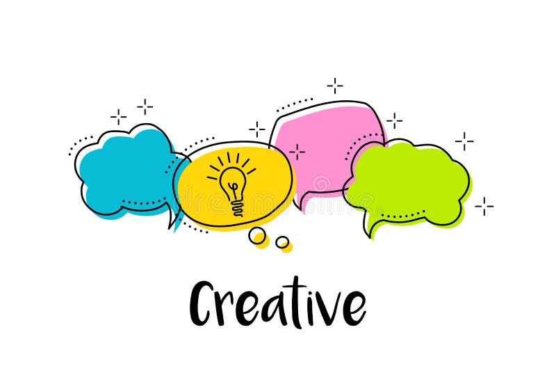 Brightspeech Bubbles with Icons Light Bulb and Text Creative. Concept ...