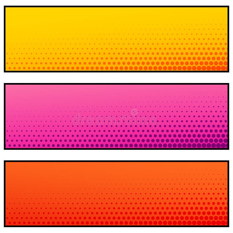 Bright Color Empty Banners with Halftone Effect Stock Vector ...
