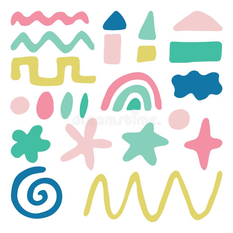 Bright Color Line Set with Draft Pattern Including Heart, Stroke ...