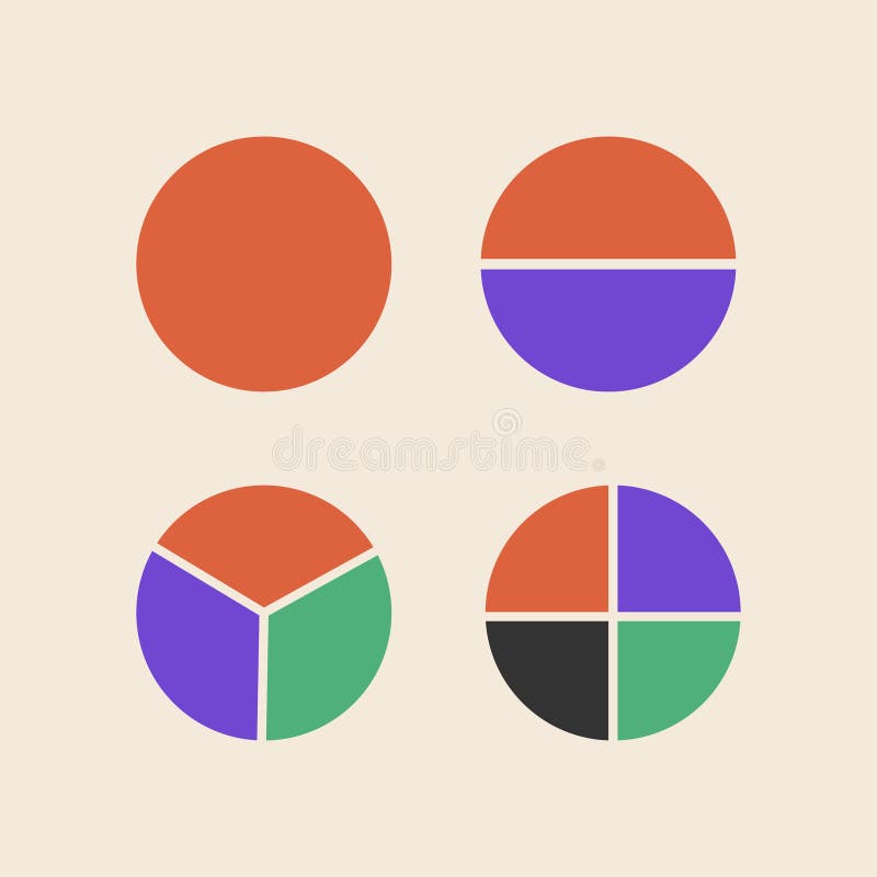 Bright Color Segment Slice Sign at Brutalism Style. Circle Section ...