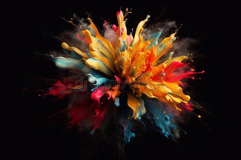 Bright Color Splash on a Black Background. Generative AI Stock ...