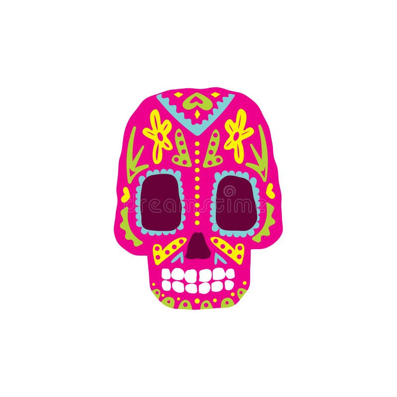 Bright Color Traditional Mexican Painted Scull Icon Stock Vector ...