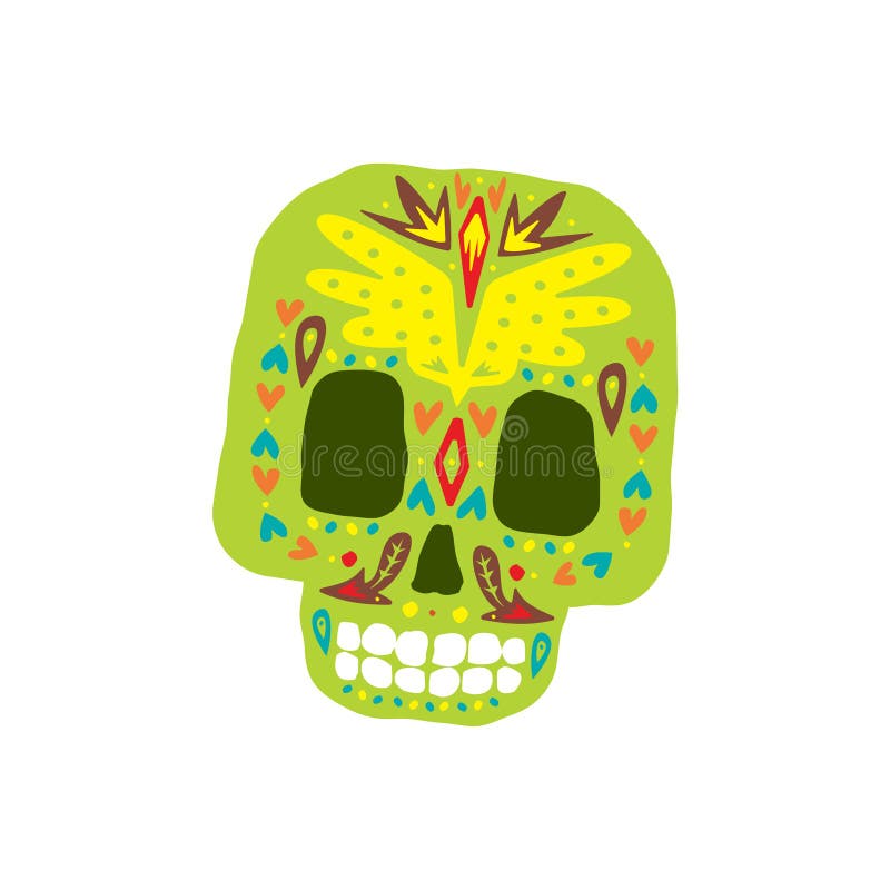 Bright Color Traditional Mexican Painted Scull Icon Stock Vector ...