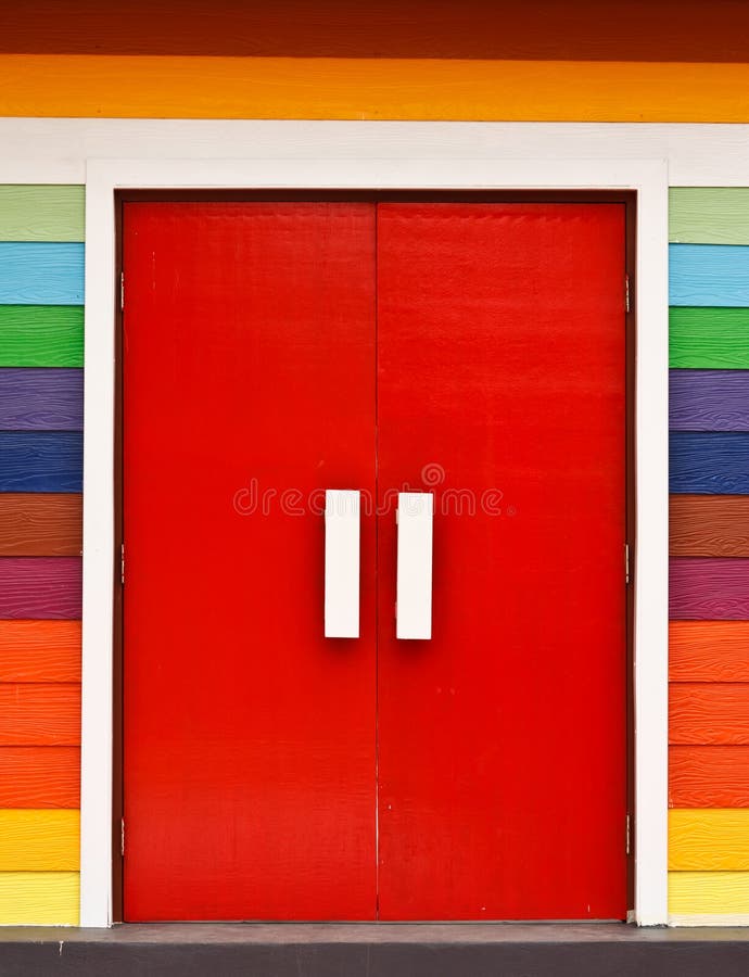 Bright color wood door stock photo. Image of building - 23863602