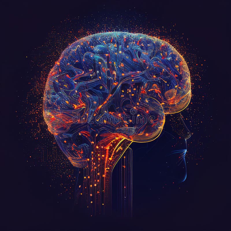 Bright Colored Artificial Intelligence Brain, AI Generated Stock Image ...
