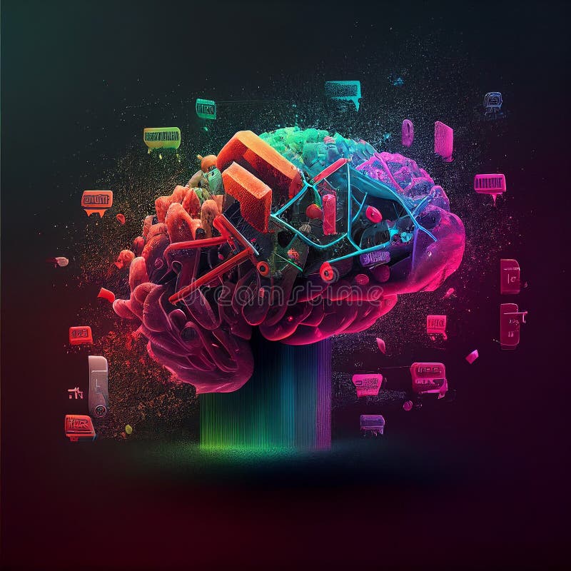 Bright Colored Artificial Intelligence Brain, AI Generated Stock ...
