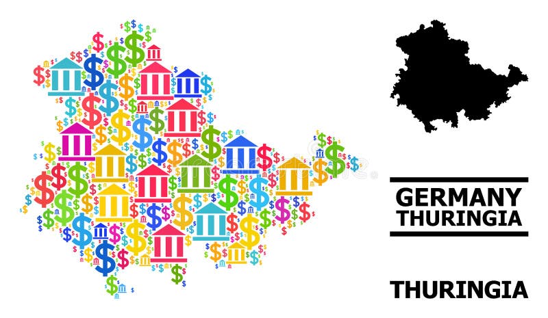 Vector Collage Map of Thuringia State of Bank and Dollar Parts Stock ...