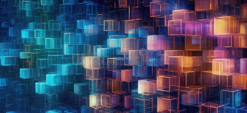 Bright Cubes on a Dark Background Stock Illustration - Illustration of ...