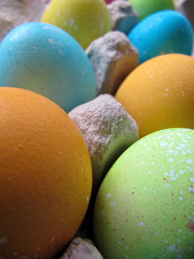 Bright Colored Easter Eggs in a Wire Chicken Basket. Stock Photo ...