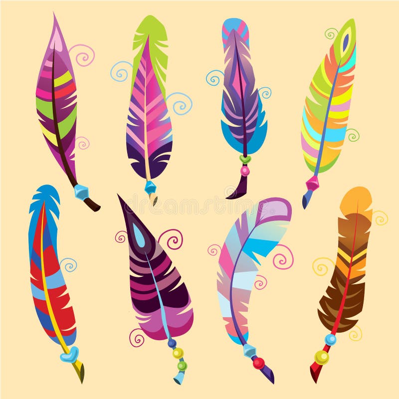 4 Colored Feathers stock vector. Illustration of wispy - 5982499