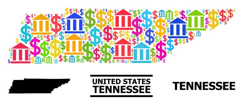 Vector Mosaic Map of Tennessee State of Finance and Commercial ...