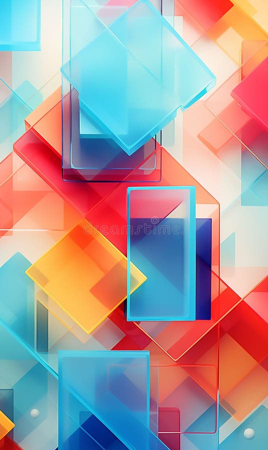 Bright Colored Geometric Shapes Mixed Overlay Stock Illustration ...