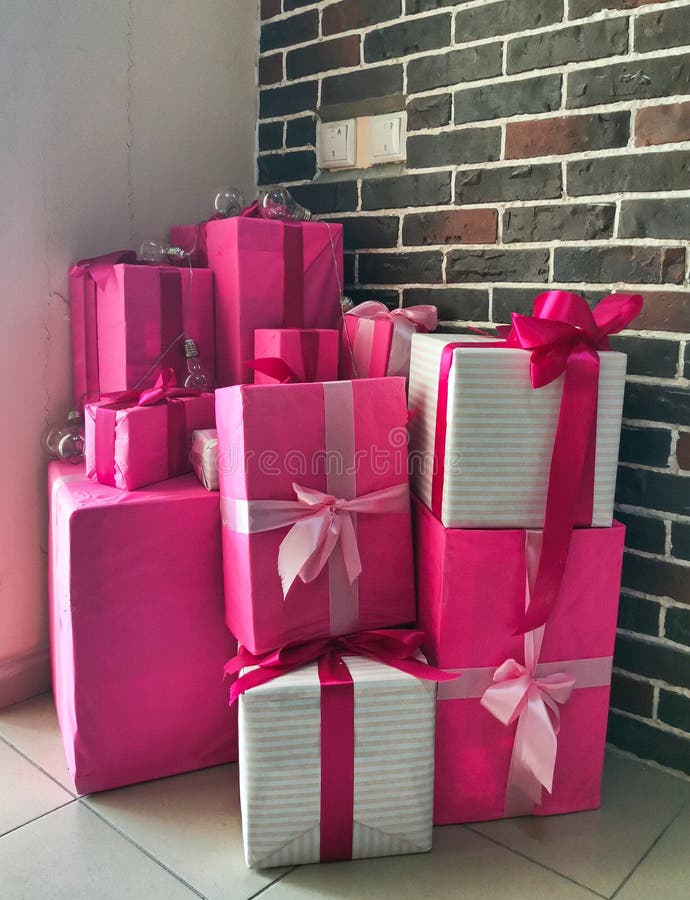 Bright Colored Gift Boxes Tied with a Ribbon Stock Photo - Image of ...