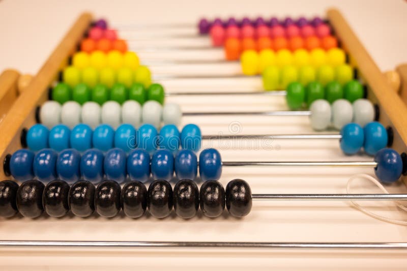 Bright Colored Hand Abacus. Children`s Wooden Toy for the Study of ...
