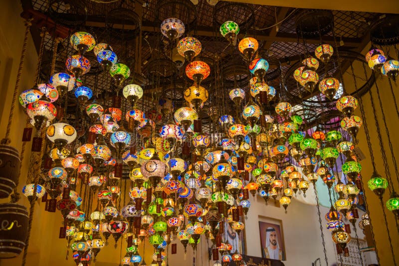 Bright Colored Multi-colored Lanterns Hang on the Ceiling Editorial ...
