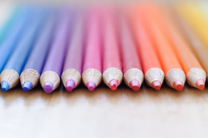 Group of Drawing Color Pencils on Wooden Background Stock Photo - Image ...