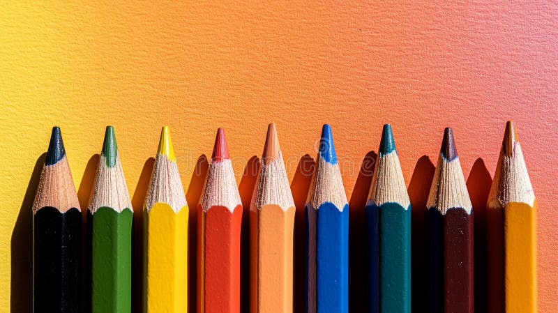 Bright Colored Pencils on Gradient Background Stock Image - Image of ...