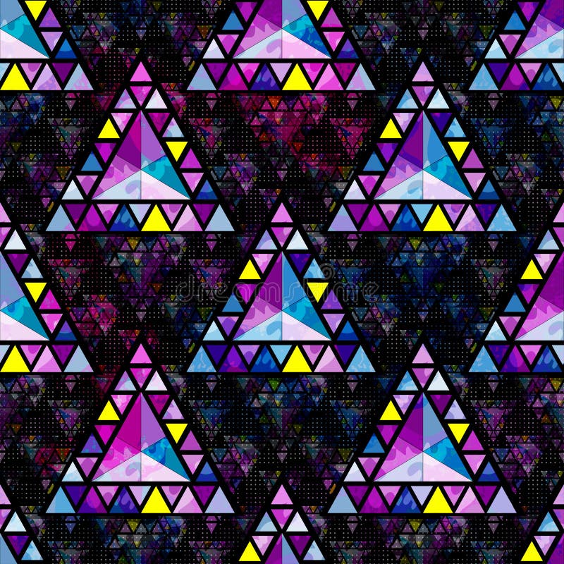 Bright Colored Polygons on a Dark Background Geometric Seamless Pattern ...