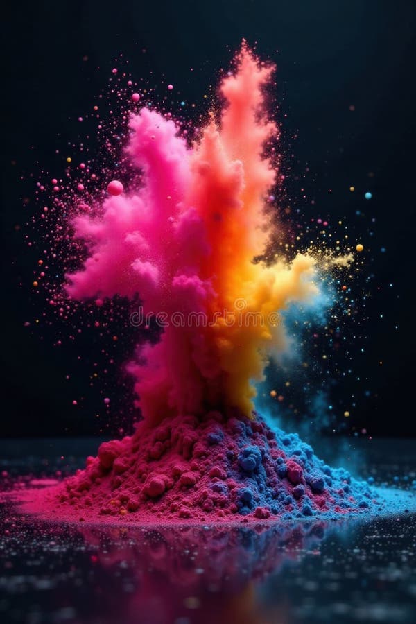 Bright Colored Powder Burst Against Black Wall, Burst, Explosion ...