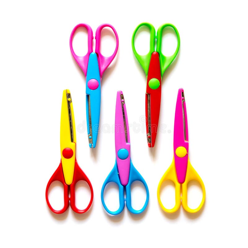 Bright Colored Scissors for Children Isolated on White Backgroun Stock ...