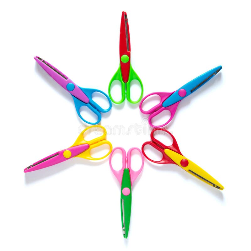 Bright Colored Scissors for Children Isolated on White Backgroun Stock ...