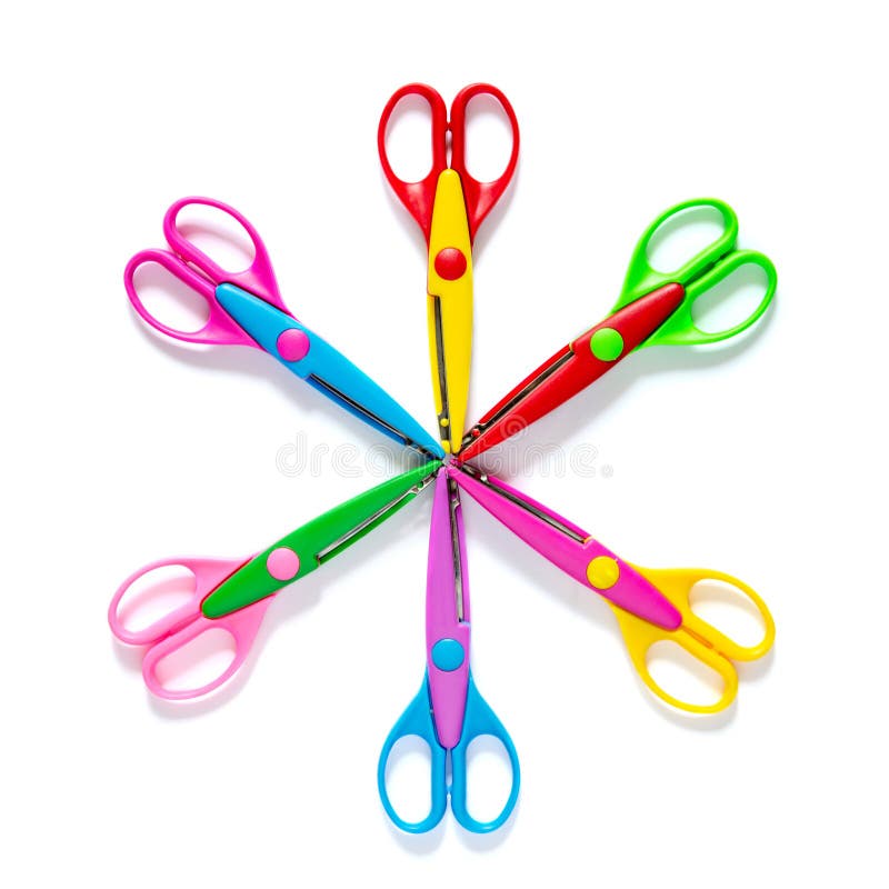 Bright Colored Scissors for Children Isolated on White Backgroun Stock ...