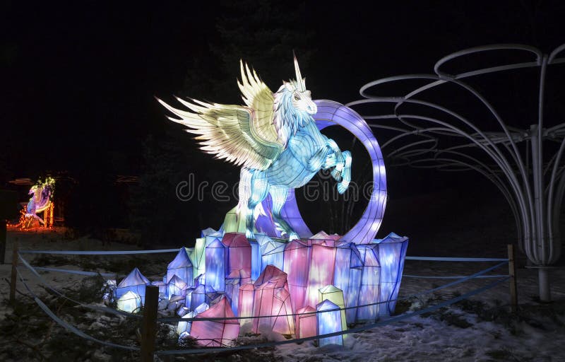Bright Colored Sculpture of the Mythical Creature Pegasus is Located on ...