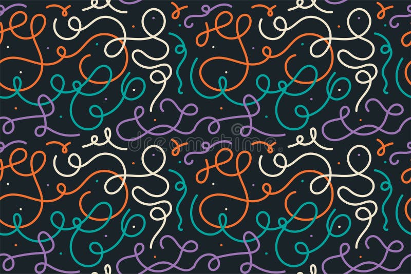 Bright Colored Squiggle Doodle Seamless Pattern. Stock Vector ...