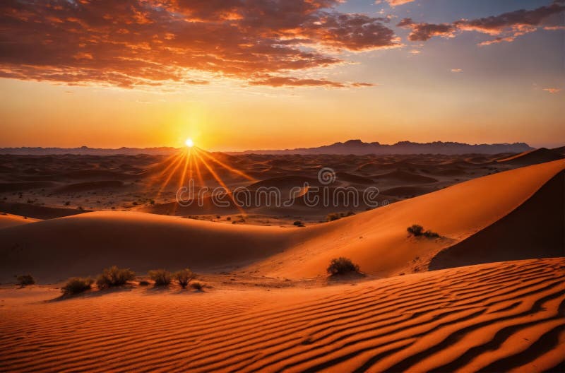 Bright Colored Sunset in the Desert. Nature Wallpaper Stock ...