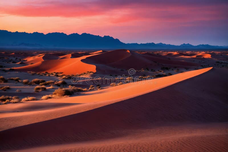 Bright Colored Sunset in the Desert. Nature Desktop Wallpaper Stock ...