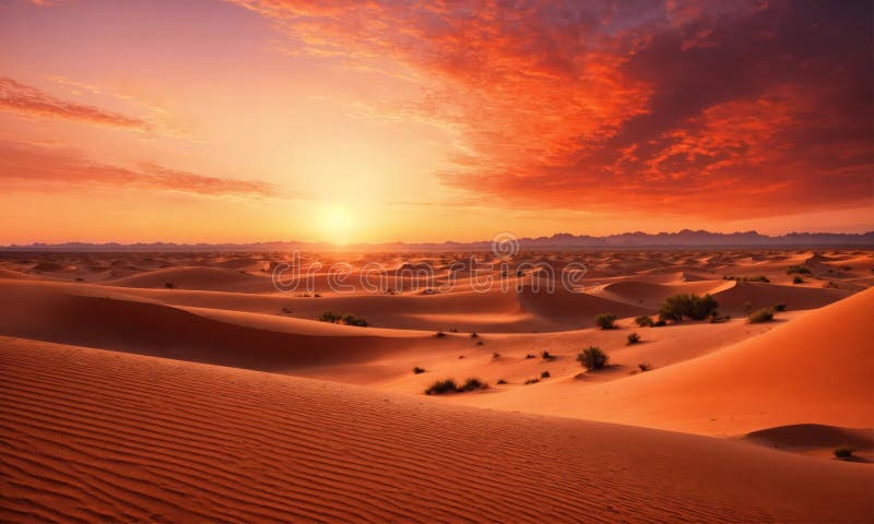 Bright Colored Sunset in the Desert. Nature Desktop Wallpaper Stock ...