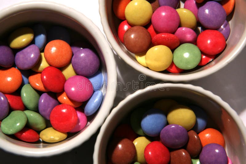Bright Colored Sweets in Bowls Stock Photo - Image of sugar, three ...