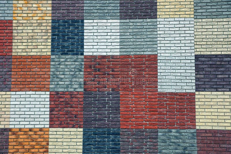 Bright Colored Texture of a Wall Made of Rectangular Multi-colored ...