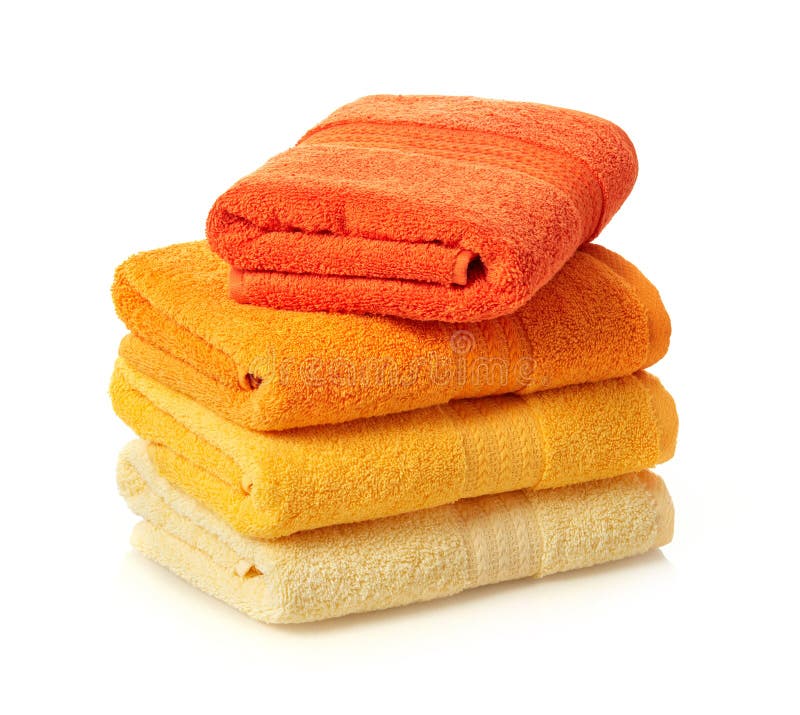 Bright Colored Towels Stack Stock Photo - Image of fluffy, isolated ...