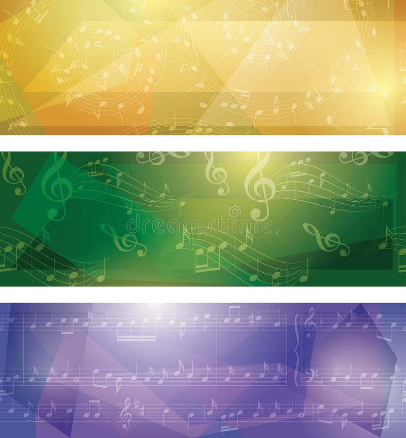 Set of Abstract Banners with Music Key and Notes. Banner Template for ...