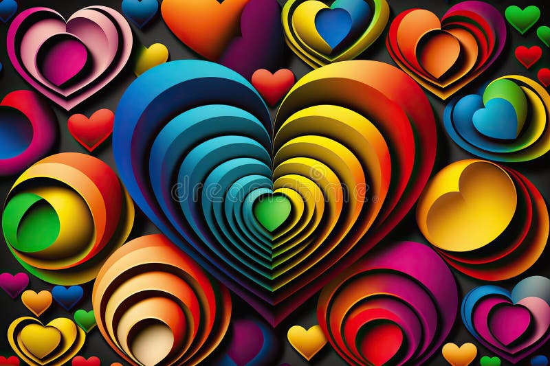 Bright Colored Heart. Art Illustration. Generative AI Stock Photo ...