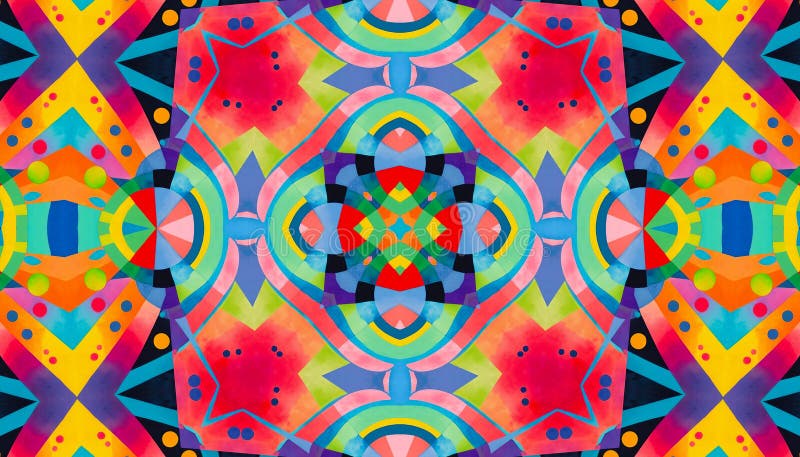 Bright Colorful Abstract Kaleidoscopic Pattern Stock Illustration ...