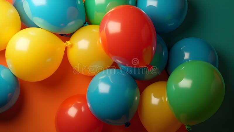 Bright, Colorful Balloons Floating Against a Solid Bold-colored ...